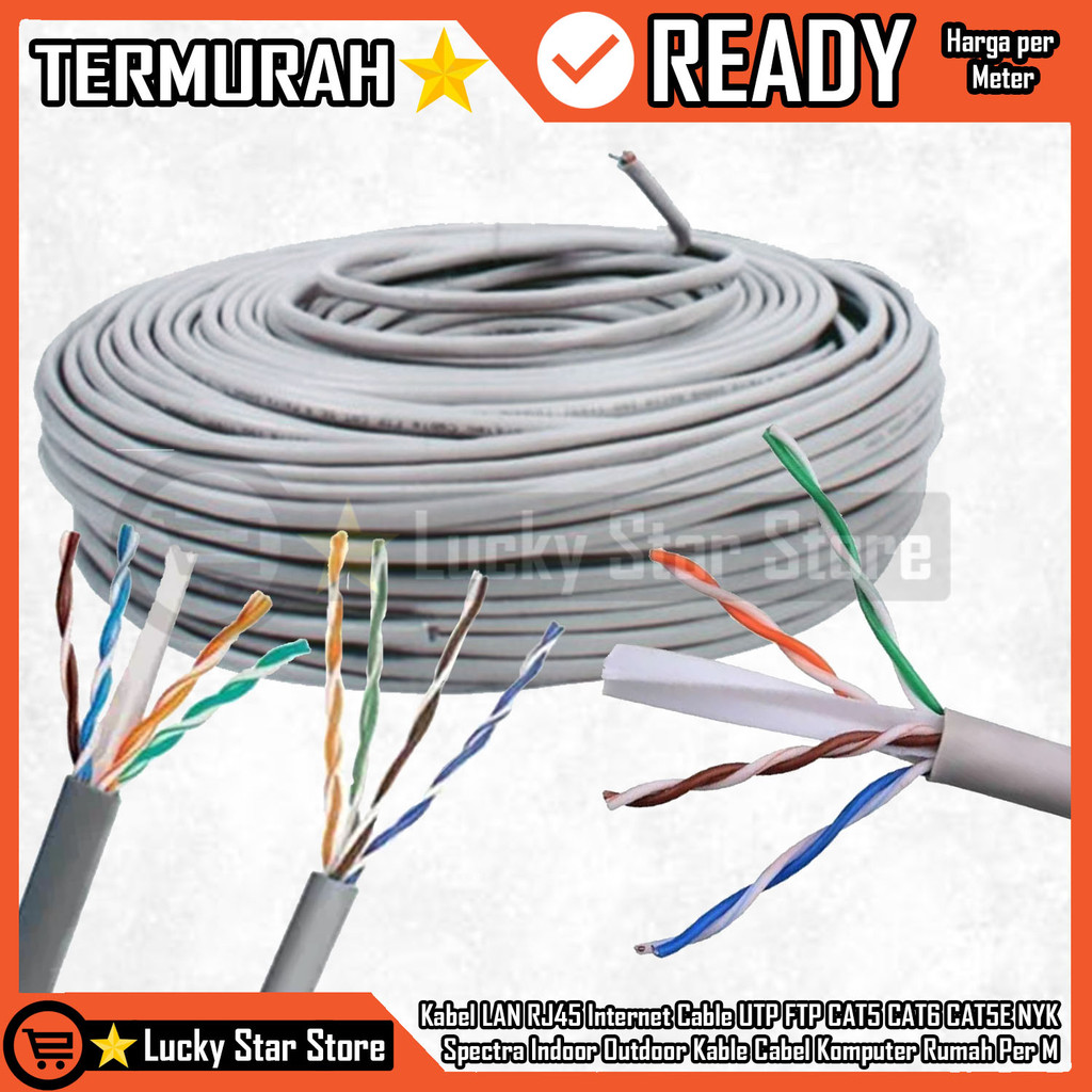 Jual LAN Internet Cable Kabel UTP FTP CAT5 CAT6 NYK Spectra Per Meter ...