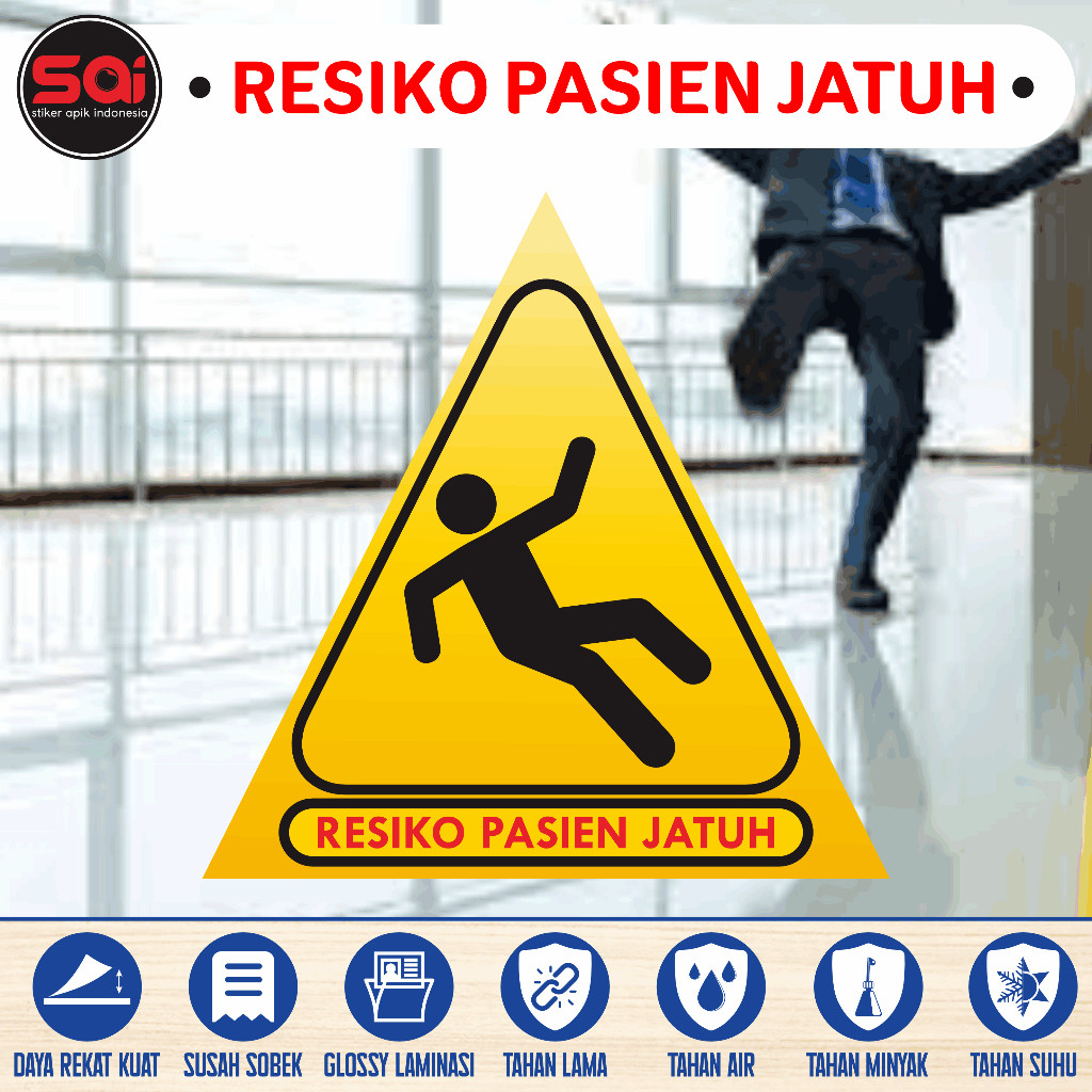 Jual stiker vinyl anti air RESIKO PASIEN JATUH laminasi glossy | Shopee ...
