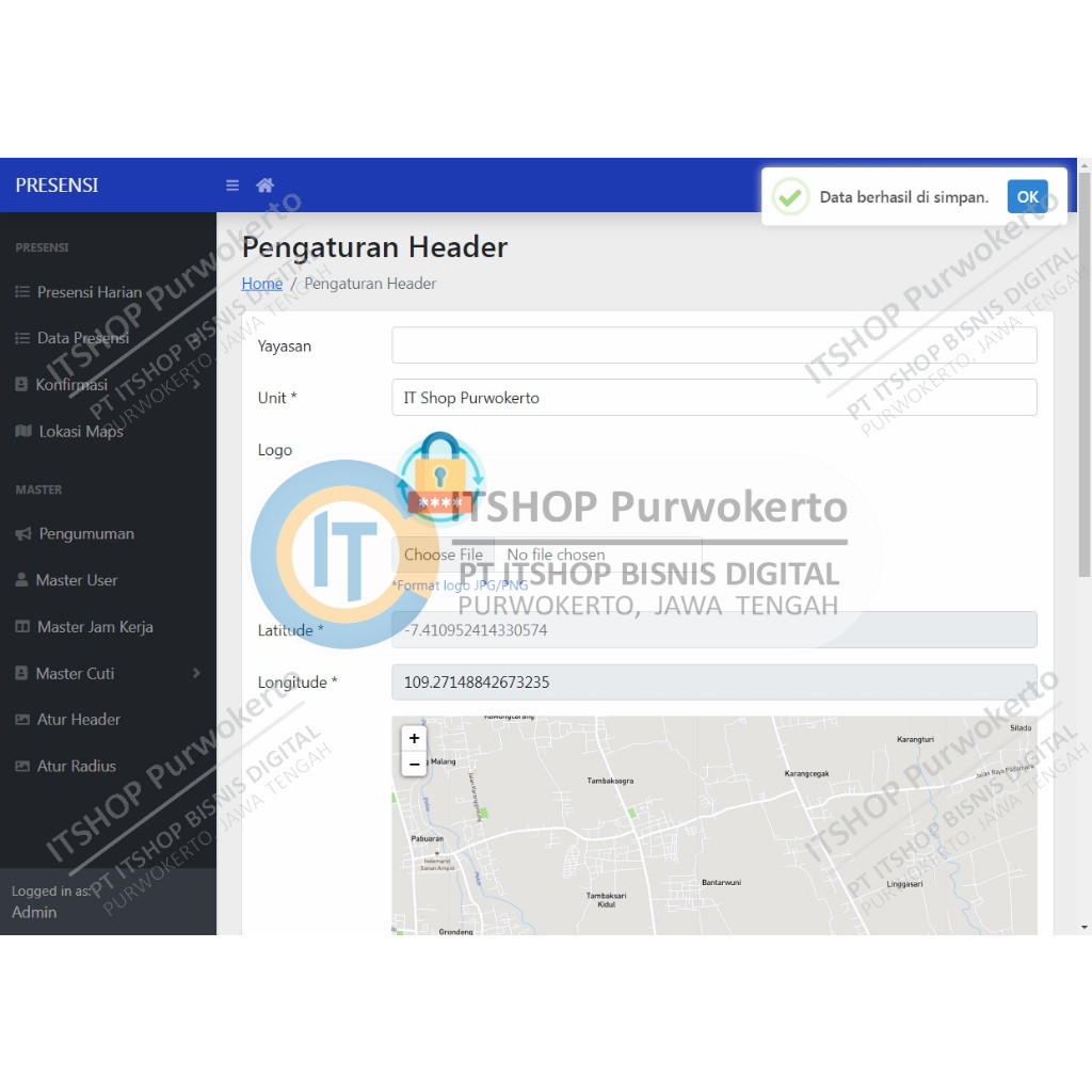 Jual Source Code Laravel Aplikasi Web Presensi Online WFH Fitur Lokasi Maps LeafletJS | Shopee ...