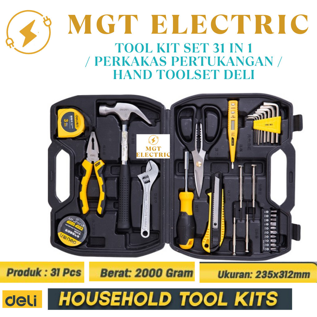 Jual TOOL KIT SET 31 IN 1 / PERKAKAS PERTUKANGAN / HAND TOOLSET DELI | Shopee Indonesia