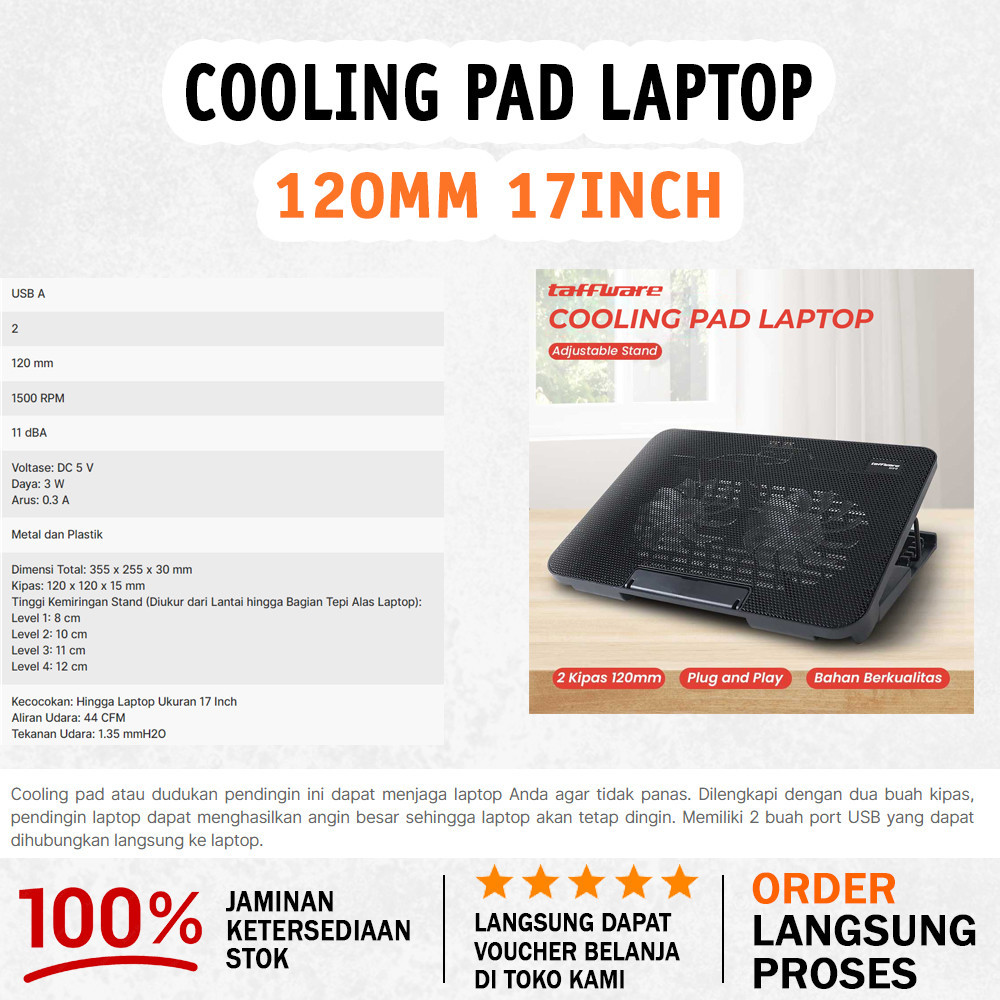 Jual Cooling Pad / Kipas Laptop | Adjustable Stand 2 Kipas + Extra 2 ...