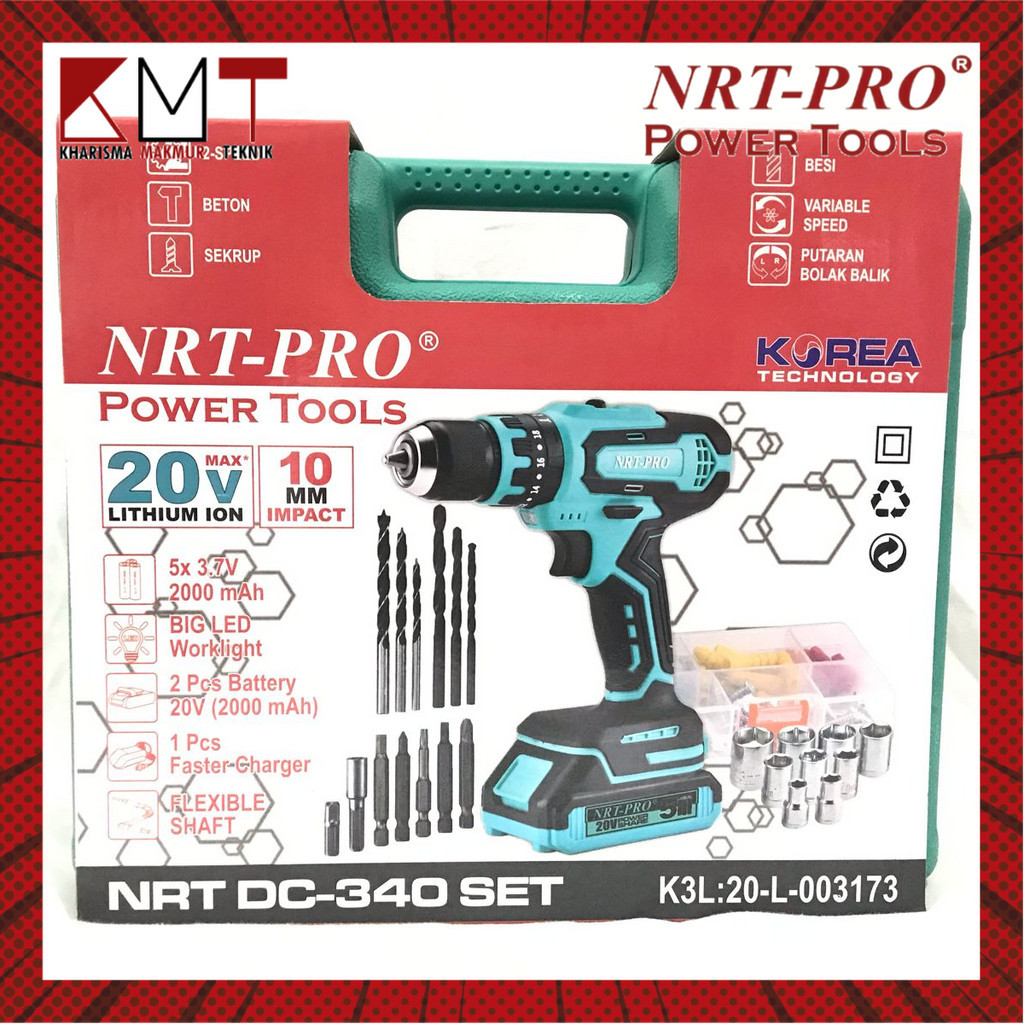 Jual BOR BATTERY / BOR CORDLESS / BOR IMPACT DRILL 10MM DC 340 + SET ...