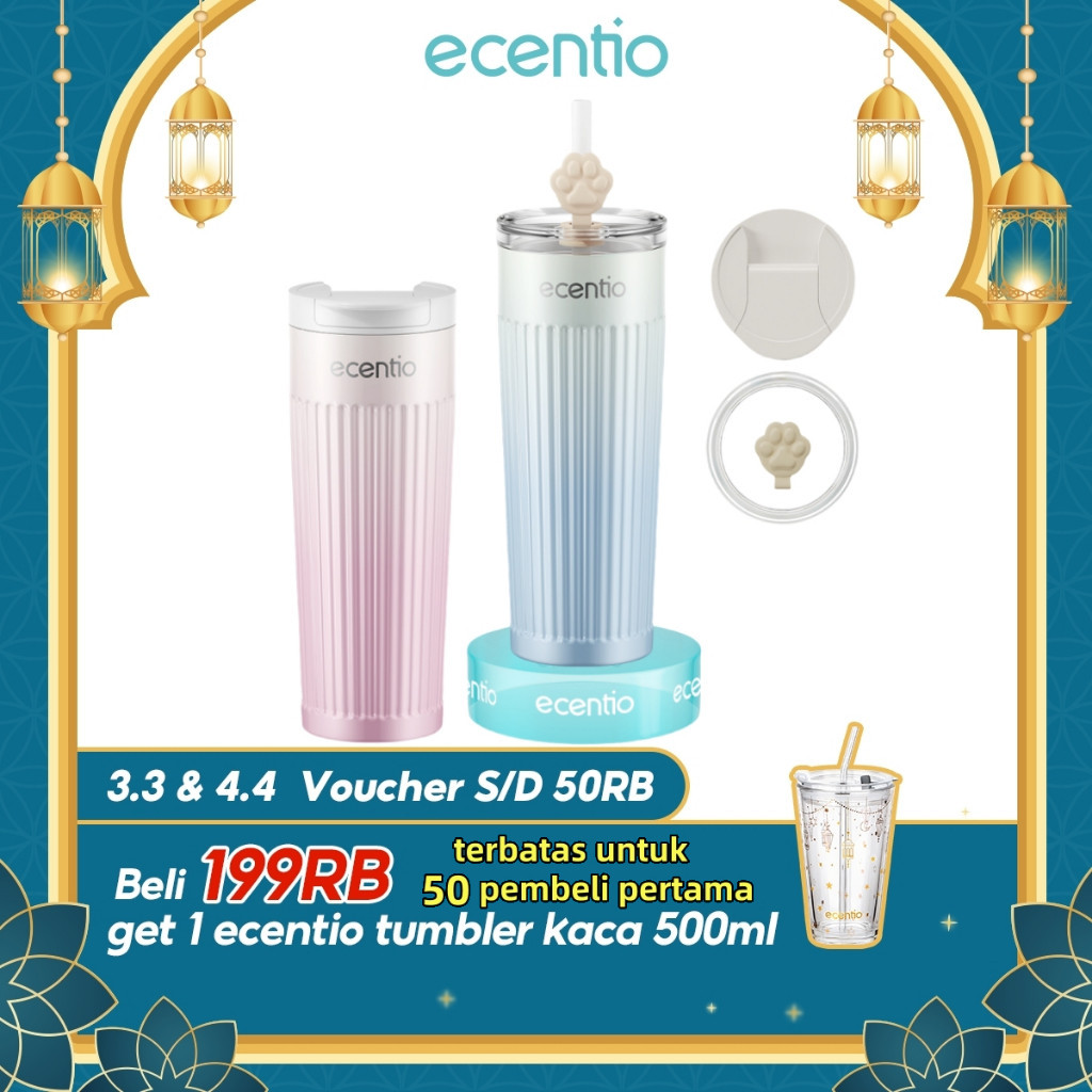 Jual KL34G ecentio Tumbler Stainless Steel Aesthetic 500ml Double Cover ...