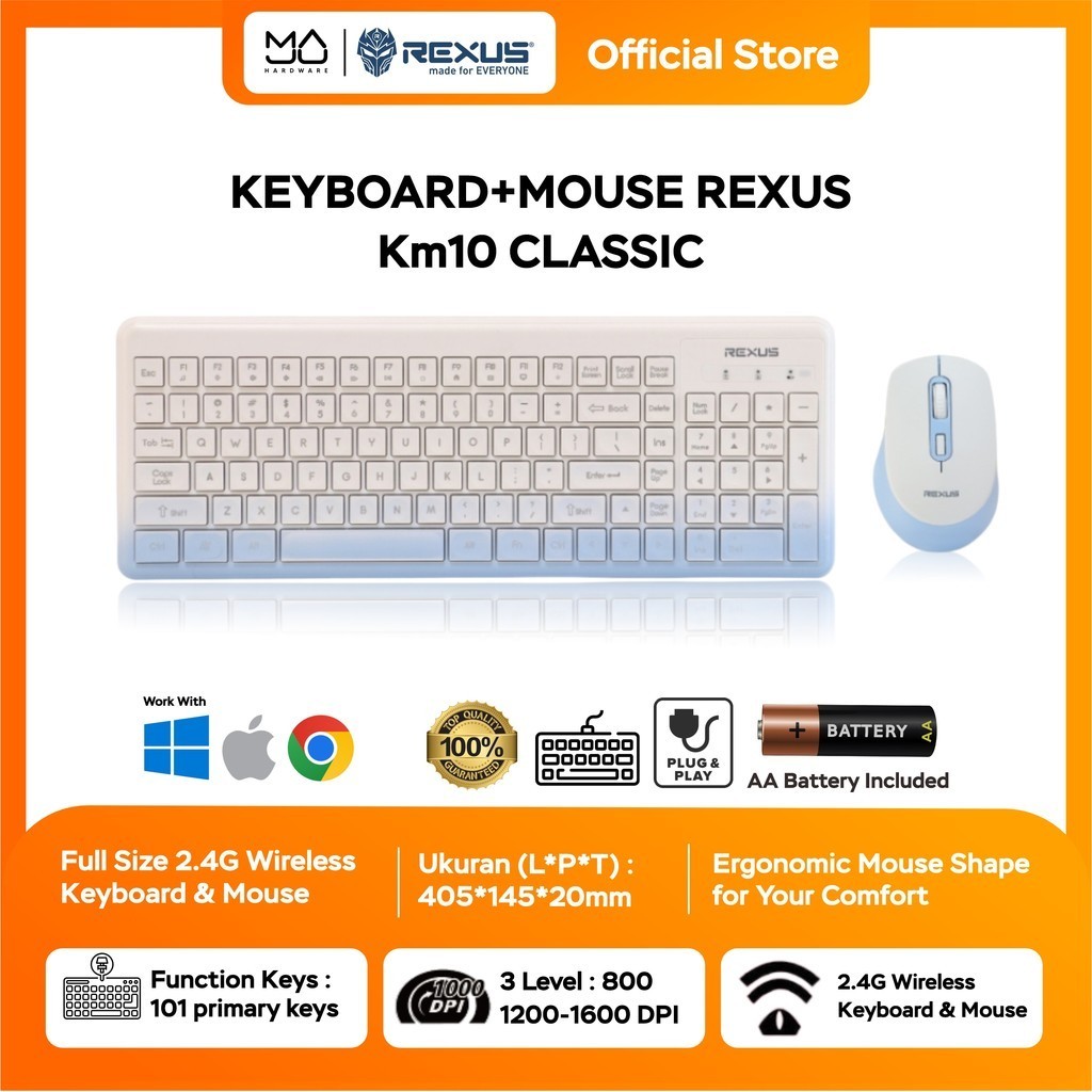 Jual Keyboard Rexus Keyboard Mouse Wireless KM10 Combo - Garansi Resmi ...