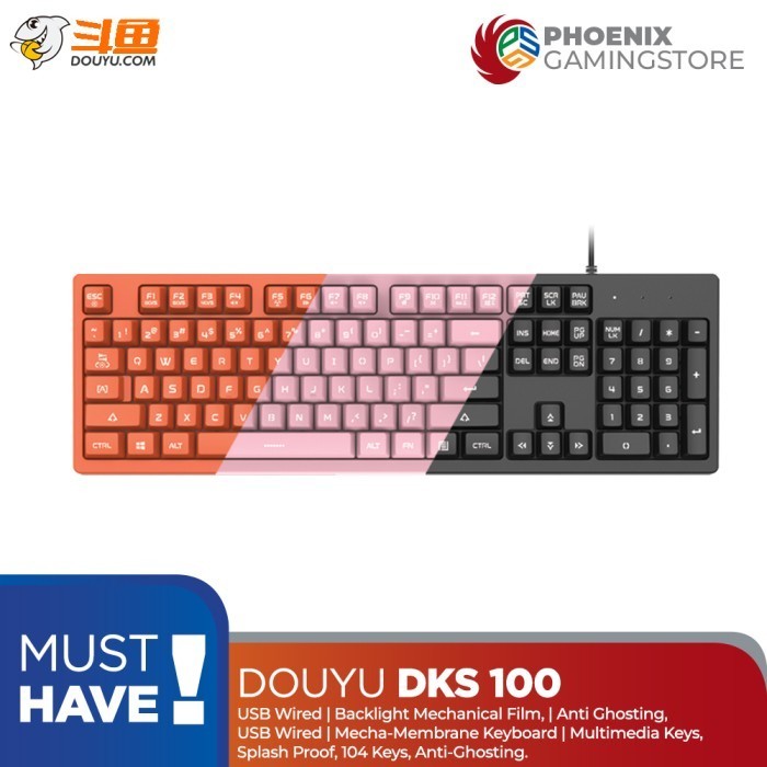 Jual DouYu DKS100 Full-size Membrane Keyboard White Backlight Wired ...