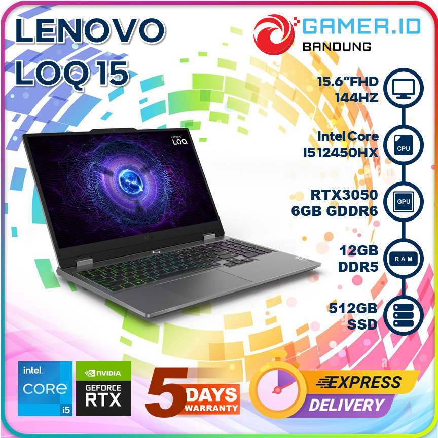 Jual LENOVO LOQ 15 I5 12450HX RTX3050 12GB 512GB 15.6FHD 100SRGB 144HZ ...
