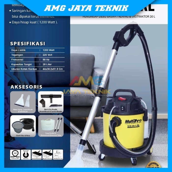 Jual MULTIPRO VCE 20-1 RL / VACUUM CLEANER EXTRACTOR 20L VAKUM SEDOT ...