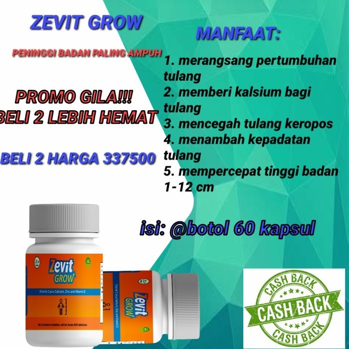 Jual PENINGGI BADAN TERAMPUH SE INDONESIA ISI 10 KAPSUL zevit grow peninggi badan original ...