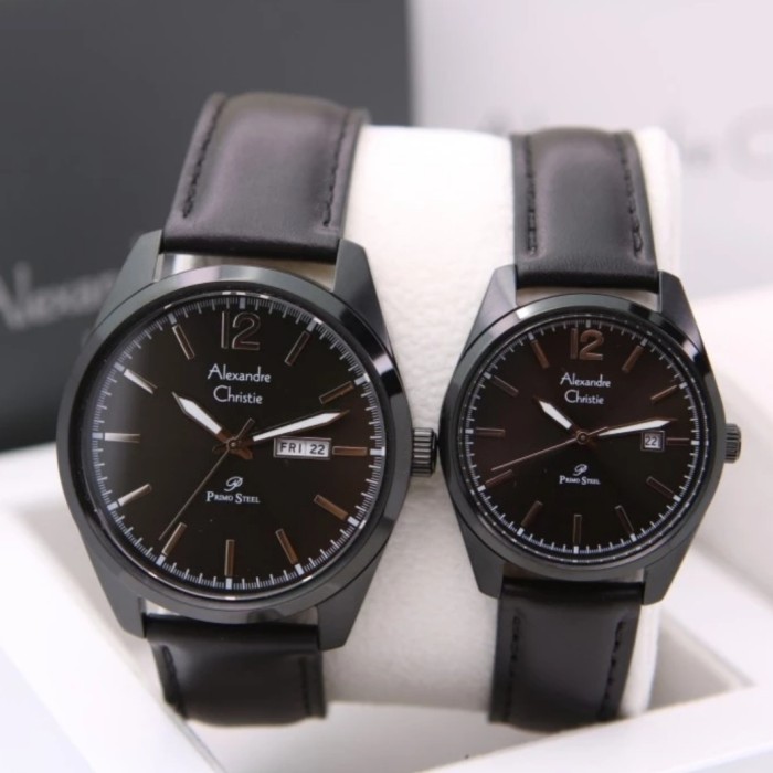 Jual Jam Tangan Alexandre Christie Couple AC 1012 KULIT - Full Black ...