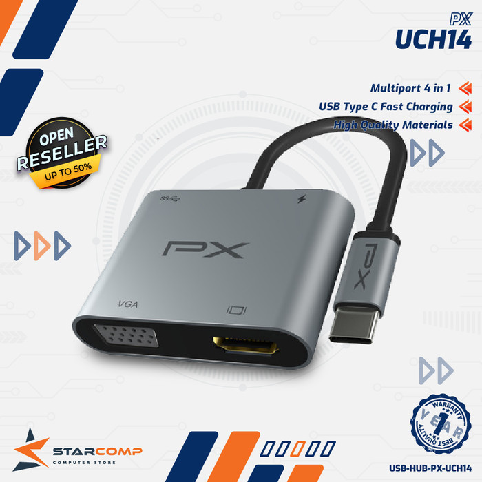 Jual PX UCH14 Type C 3.1 to HDMI VGA USB HUB Converter Adaptor 4 in 1 ...