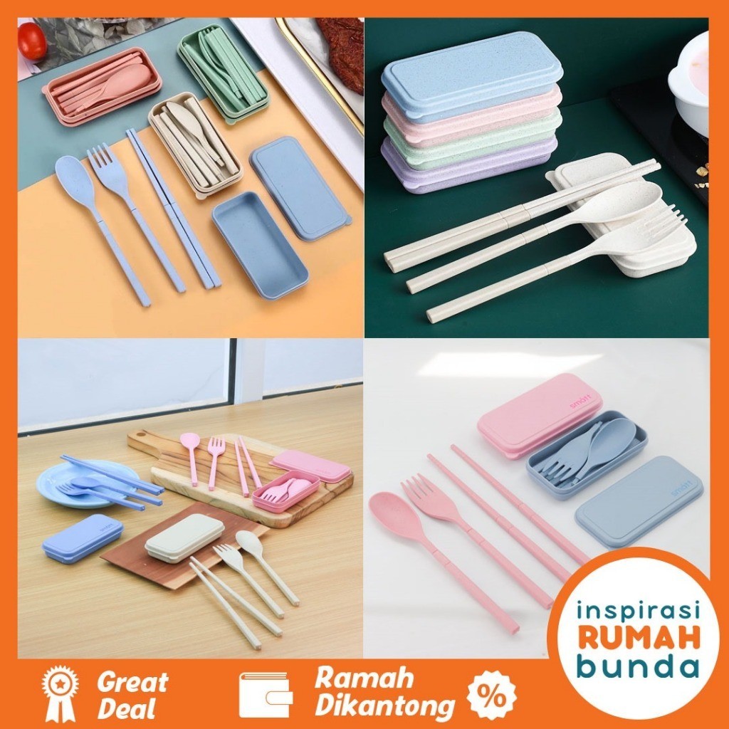 Jual Sendok Travel Set Alat Makan Portable Sendok Garpu Sumpit Lipat ...