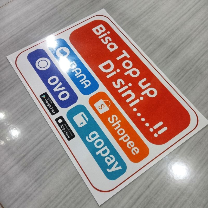 Jual Stiker top up E-walet Spay Dana dll vinyl 20x28cm untuk konter ...