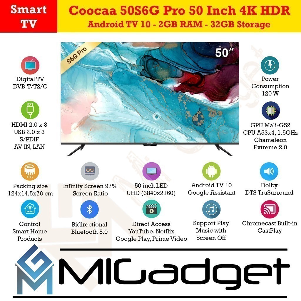 Jual COOCAA LED TV 50 inch 50S6G PRO ANDROID TV 10 SMART TV DIGITAL WiFi 4K HDR | Shopee Indonesia