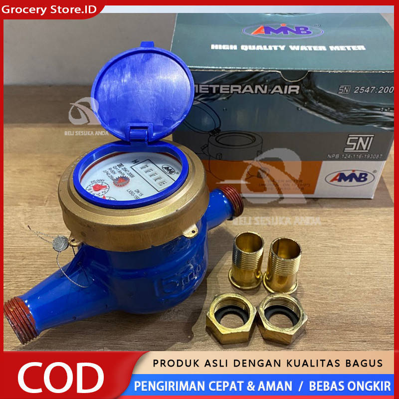 Jual Meteran Air Jarum 4 1/2" Body BESI AMNB / Water Meter Ledeng Pdam 0.5 Inch SNI AMNB Bodi ...
