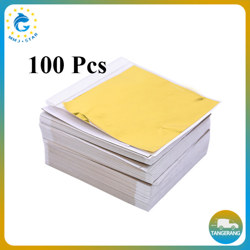 Jual 100 Pcs Kertas Dekorasi Gold Foil Paper/Gold Leaf Foil 9x9cm ...