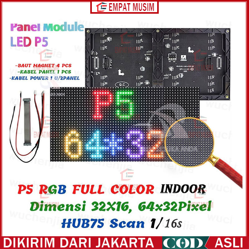 Jual Panel Module Led P5 RGB/Full Color Outdoor SMD Running Text/Panel ...