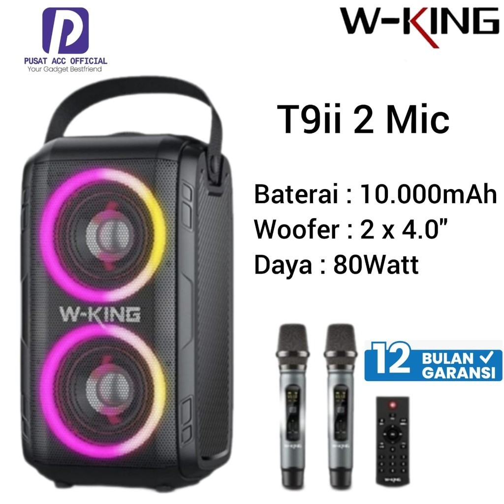 Jual Speaker Bluetooth Karaoke WKING T9ii 2 MIC Microphone Portable TWS ...