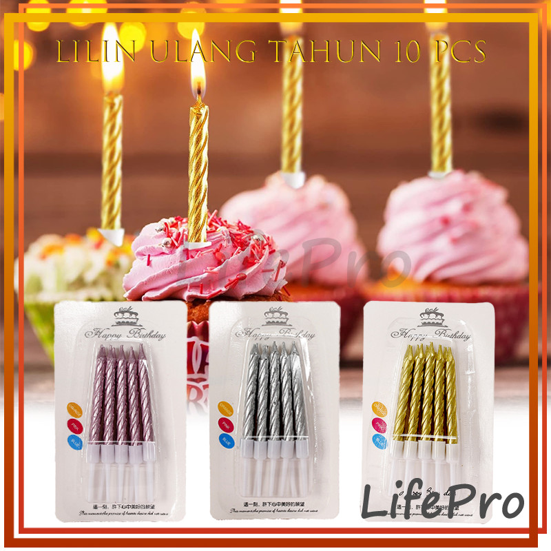 Jual 10 Pcs Lilin Birthday / Lilin Metalik / Birthday Candle Party ...
