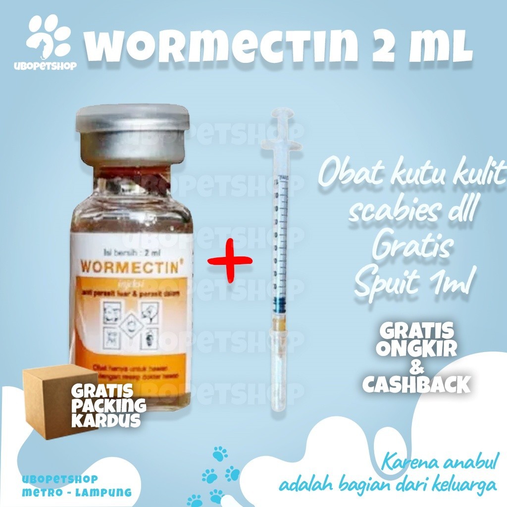 Jual Wormectin 2 ml Obat Anti Kutu Scabies Parasit Caplax Tungau Kucing ...