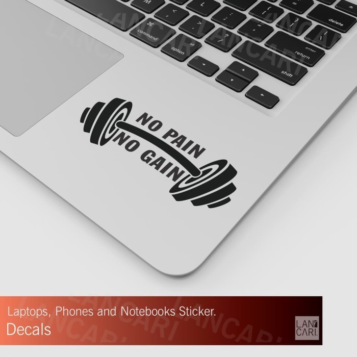 Jual Decal Sticker No Pain No Gain Gym Cutting Macbook Laptop Stiker ...