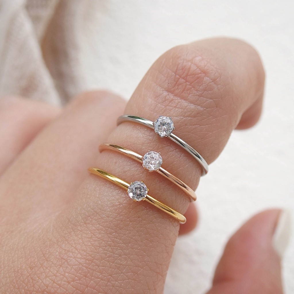 Jual Cincin Mata Satu CM018 Wanita stainless steel Ring Imitasi ...