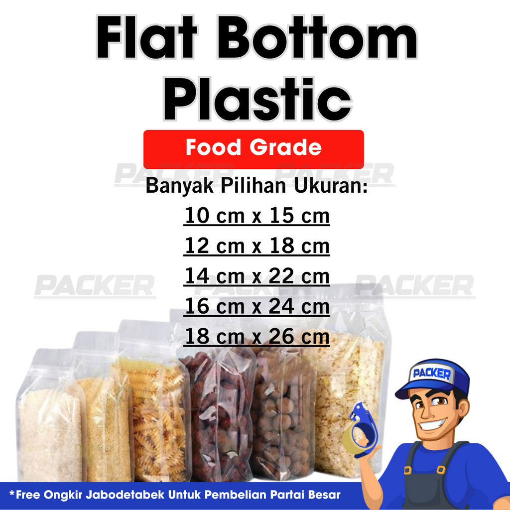 Jual Kemasan Plastik Snack Flat Bottom Plastic Clear Bening Transparan ...