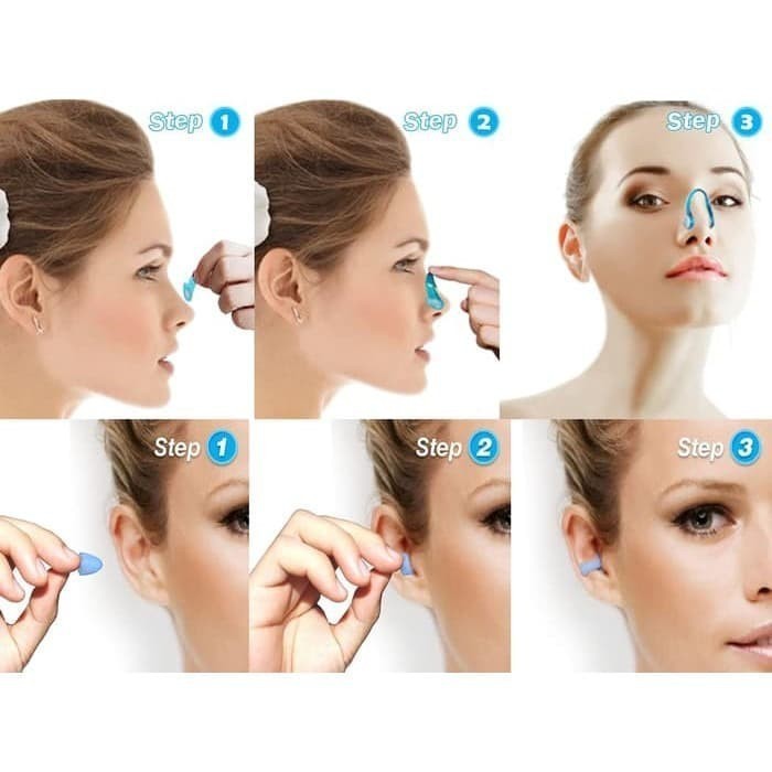 Jual Penutup hidung nose clip dan ear plug penutup telinga renang ...