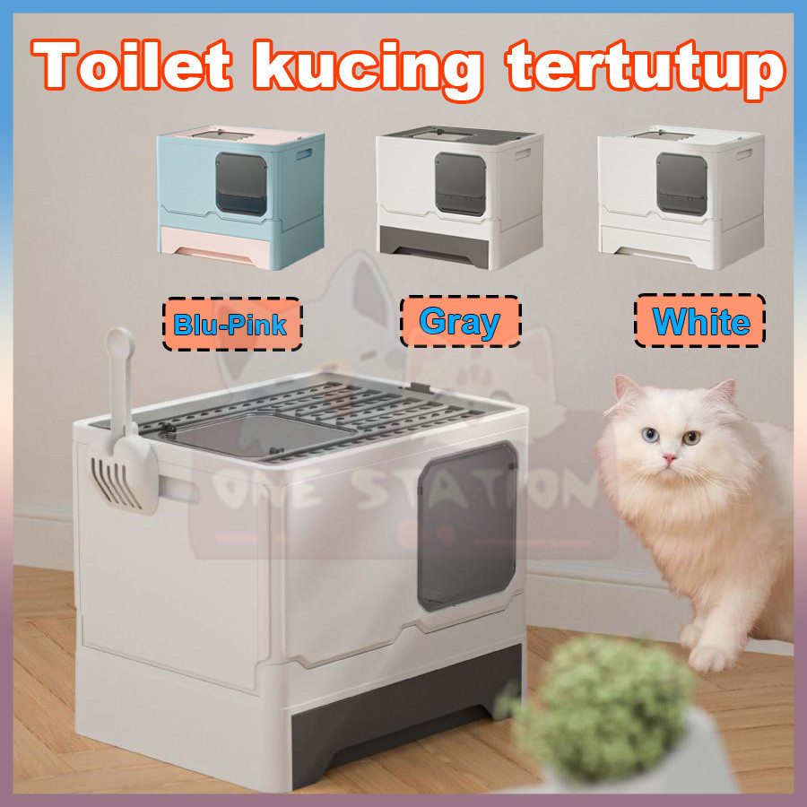 Jual Litter box kucing tertutup Cat Litter Box lipat kotak kotoran ...