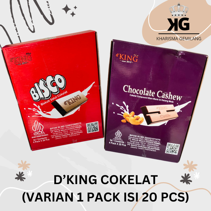 Jual DKING - D'King Cokelat (1 BOX ISI 20 PCS) DKING CHOCOLATE CASHEW ...