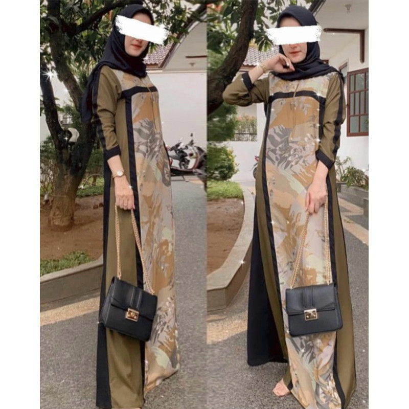 Jual PAKAIAN WANITA DRESS ARABIAN ABAYA MOTIF KOMBINASI BUSUI LEBARAN ...
