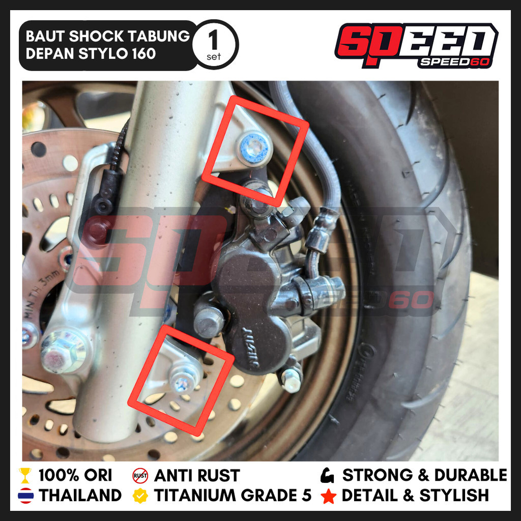 Jual Probolt Baut Titanium Shock Tabung Depan Kaliper Honda Stylo 160 ...