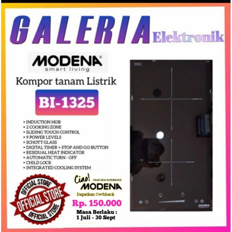 Jual MODENA KOMPOR LISTRIK TANAM INDUKSI BI 1325 / BI1325 - 2 TUNGKU ...