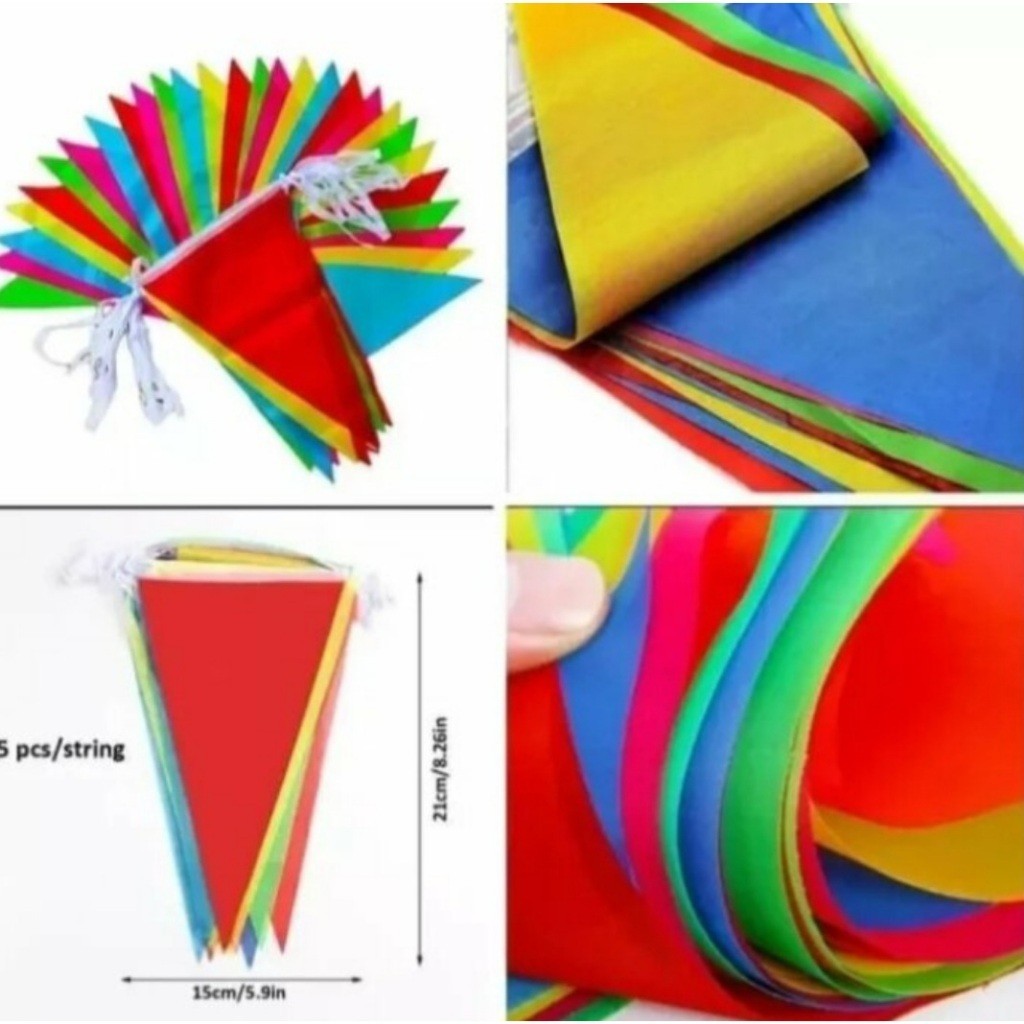 Jual Bendera Segitiga Warna warni 5Meter/ Bendera 17 Agustusan ...