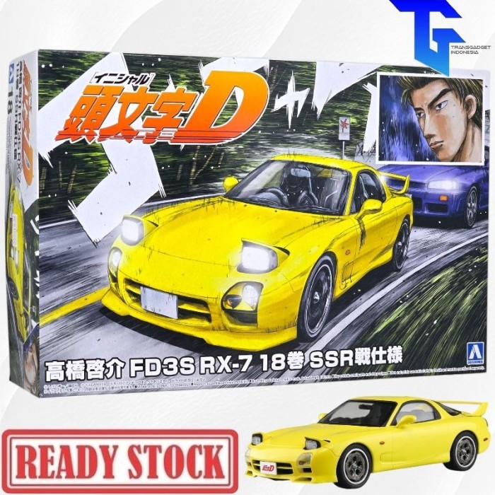 Jual AOSHIMA Initial D Keisuke Takahashi Mazda FD3S RX-7 Comics Vol. 18 VS SSR Version 1:24 ...