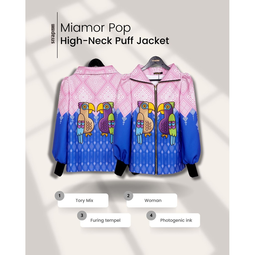 Jual SNAP | High Neck Puff Jacket Mi Amor Pop | Shopee Indonesia