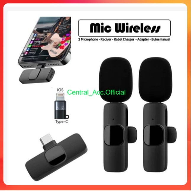 Jual Mic Youtuber / k9 Microphone Mic Wireless HP Vlog Youtuber Portable Mic Condenser - Mic K9 ...