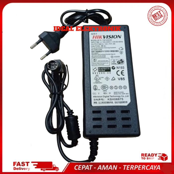 Jual Adaptor hikvision 12V 5A 4 pin DVR Adaptor NVR CCTV Adaptor ...