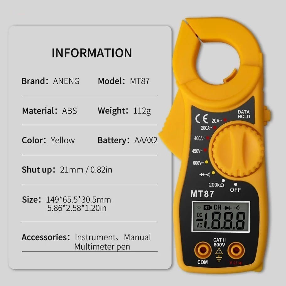 Jual Digital Clamp Meter MT87 Tang Ampere Multimeter MT-87 Kabel Tester ...