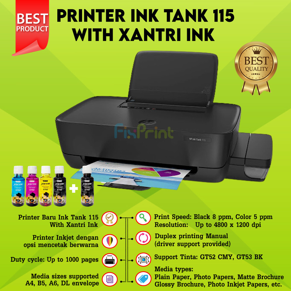 Jual Printer Ink Tank HP 115 Infus With Tinta GT51 / GT53 | Shopee ...