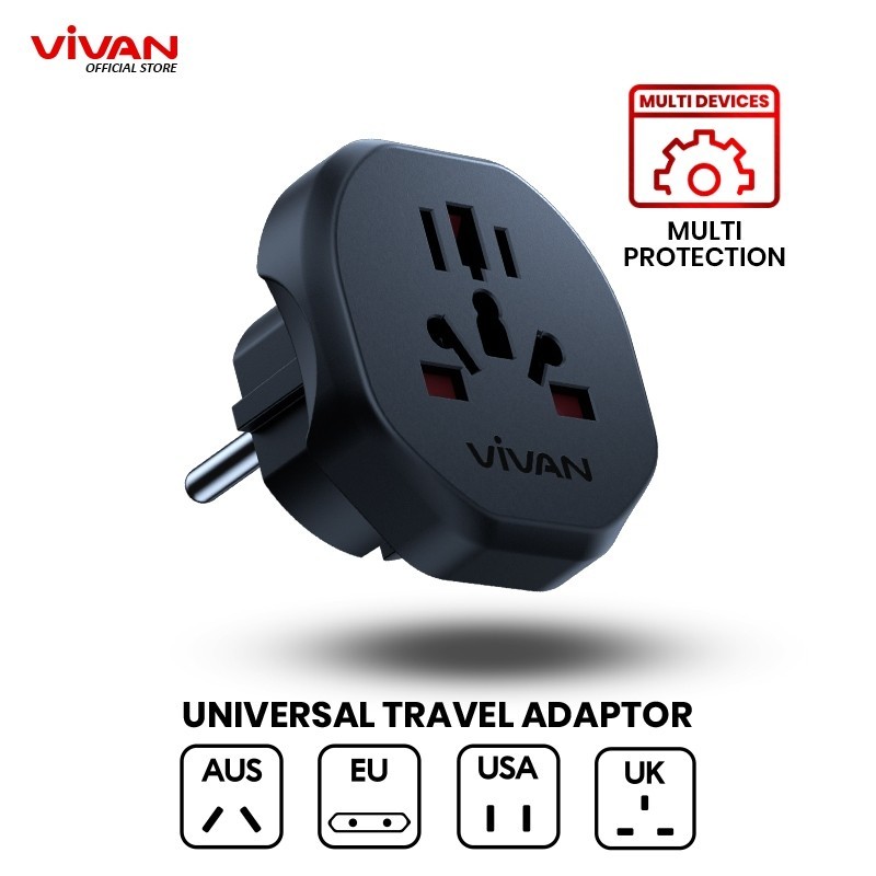 Jual [HWARTZ] VIVAN Travel Adaptor VPS-T001A Multi-country / Power ...