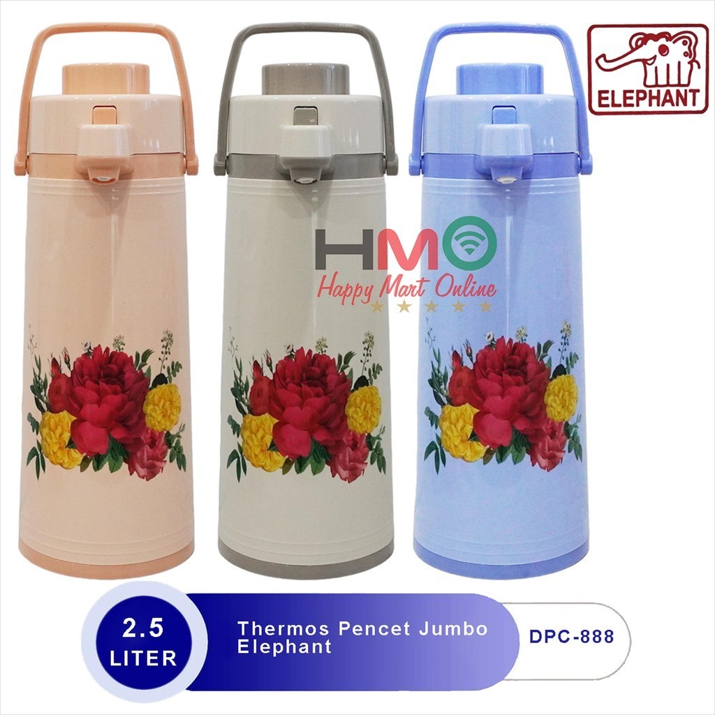 Jual Termos Pompa Air Panas 2,5 Liter Tahan Panas 48 Jam Thermos Airpot Pencet Elephant Dahlia ...