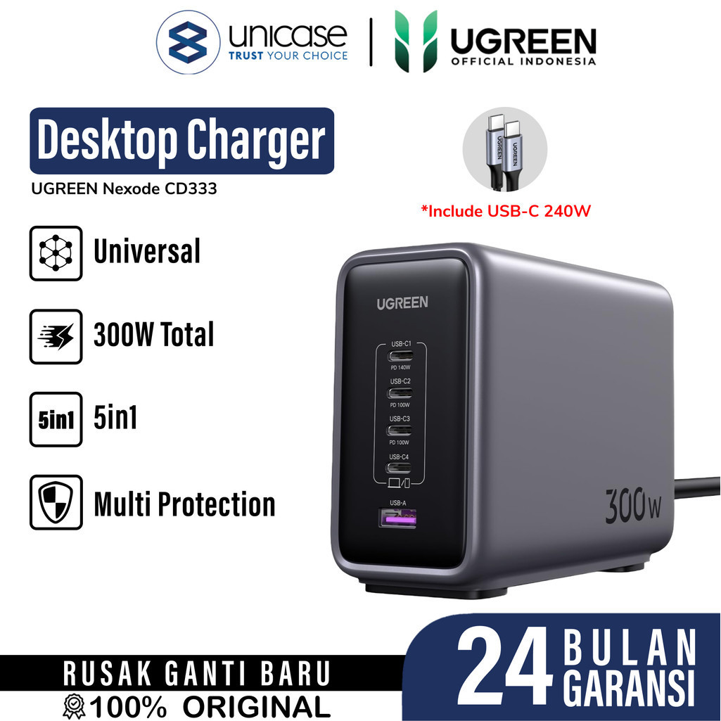 Jual Desktop Charger Station UGREEN Nexode 300W USB A Type C Power ...