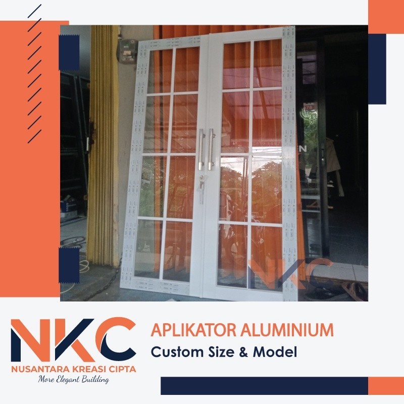 Jual promo PINTU ALUMINIUM KACA ORNAMEN 2 DAUN SWING UKURAN L140XT200 ...