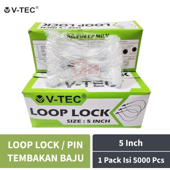 Jual Loop Pin Lock Pins Tali Hang Tag Gantungan Baju V-TEC 5 Inch 5000 ...