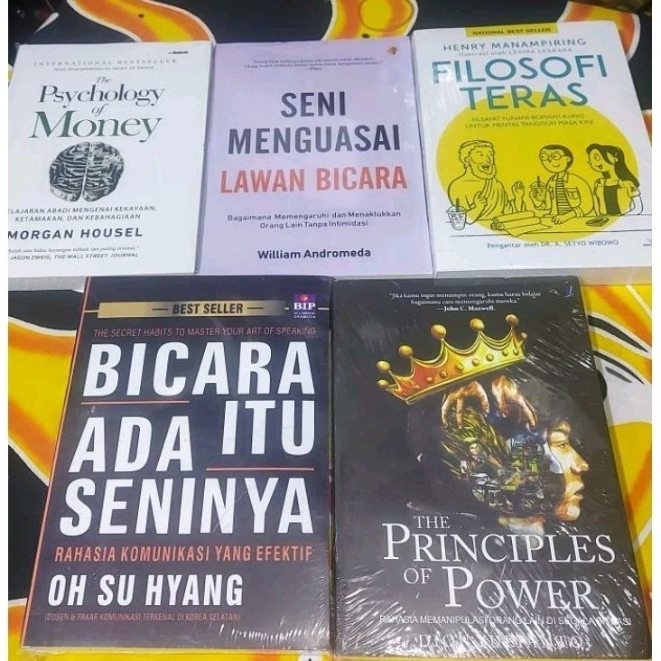 Jual paket 5 buku seni menguasai lawan bicara filosofi teras the psychology of money the ...