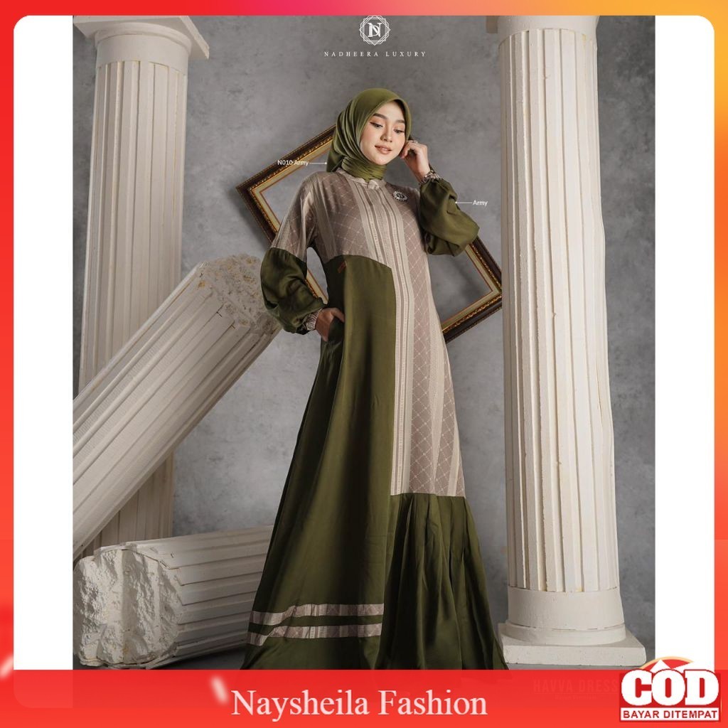 Jual Havva Dress Nadheera Luxury Gamis Wanita Terbaru Kekinian Rayon Premium Simpel Elegan Adem ...