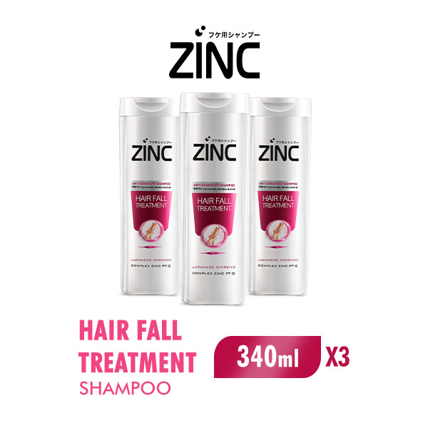 Jual Zinc Shampoo Hair Fall Treatment Botol 340 ml x3 | Shopee Indonesia