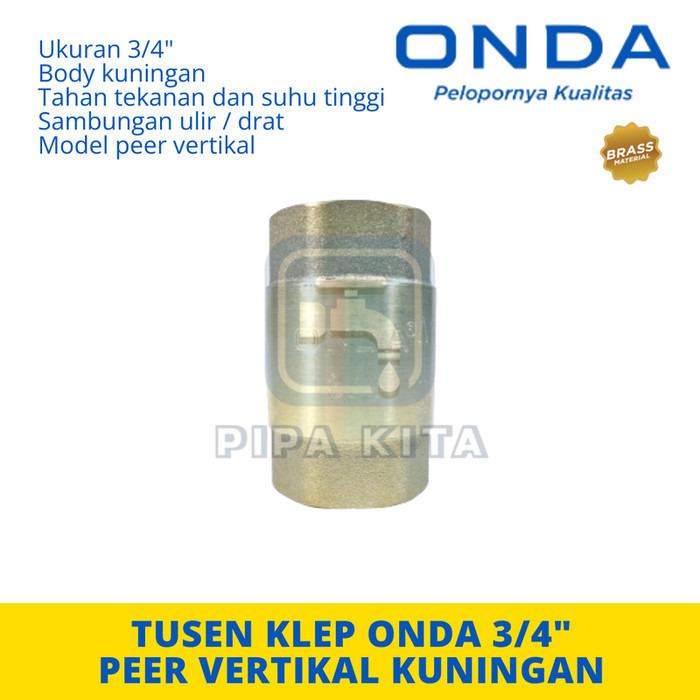 Jual Tusen Klep Kuningan 3/4 inch ONDA Lift Check Foot Klep | Shopee ...
