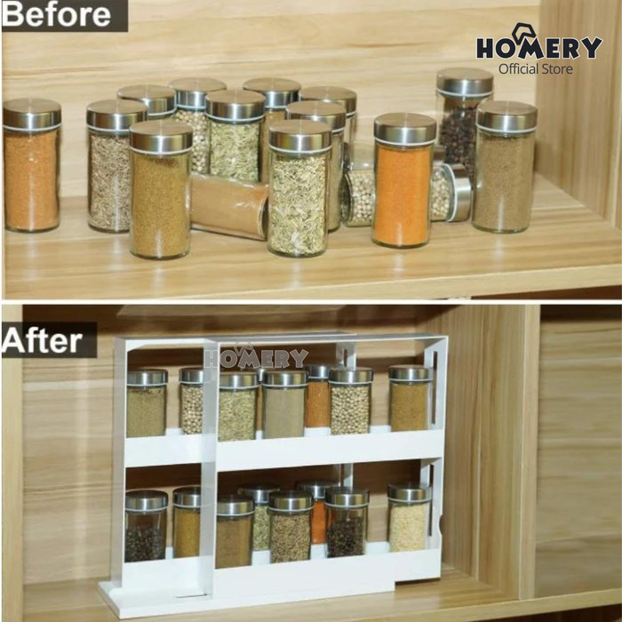 Jual Rak Botol Bumbu Dapur Serbaguna Spice Bottle Kitchen Set 2 Layer ...