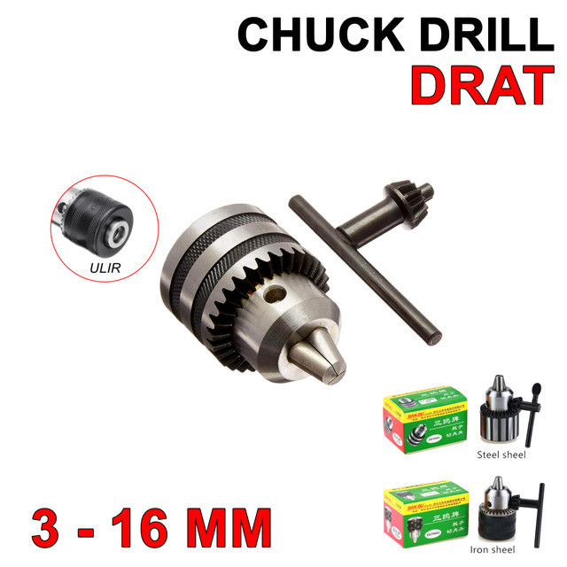Jual Chuck Drill 3 - 16 Kepala Bor 16mm Arbor Sleeve Drat Ulir Penjepit ...